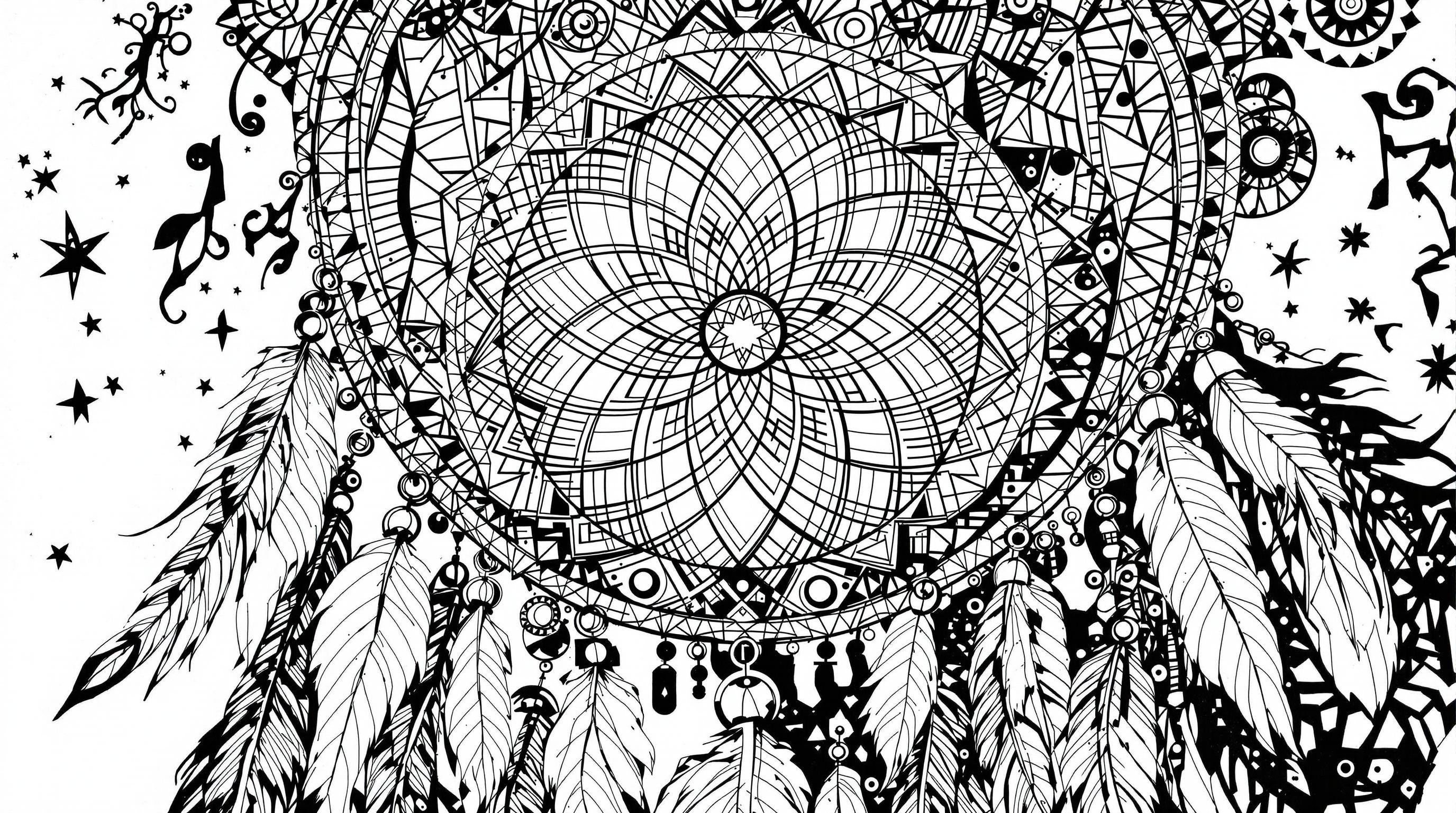 Psychedelic Dreamcatcher Coloring Page for Mindful Art Therapy | Colorazen
