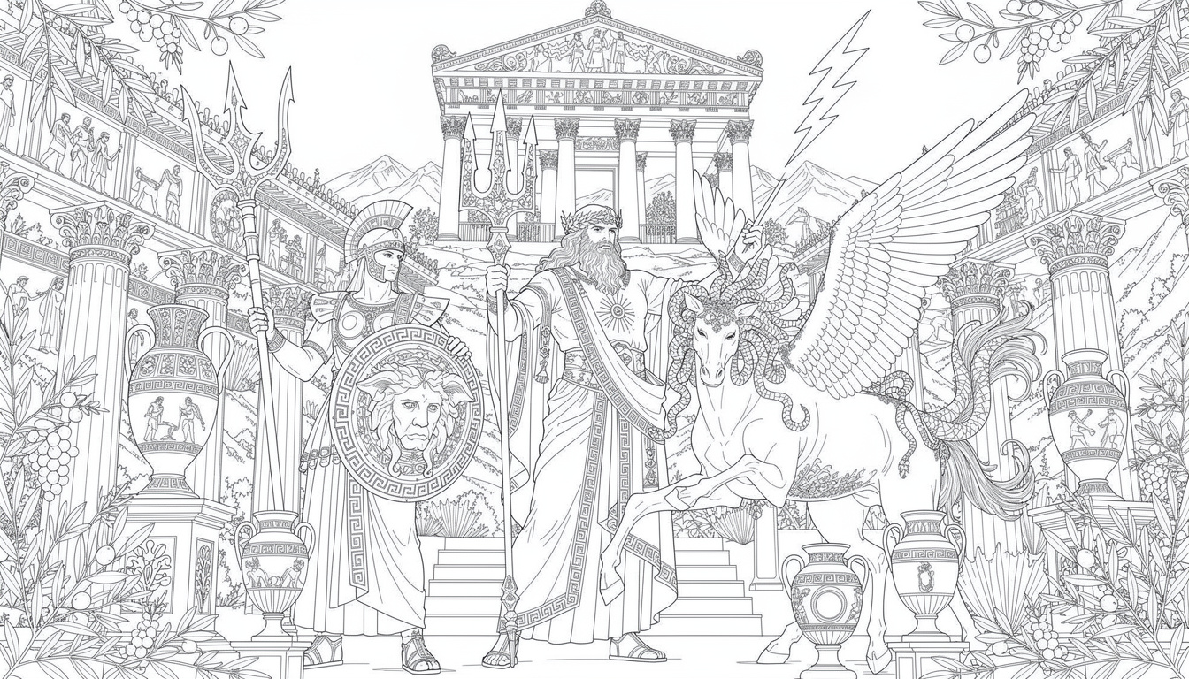 Greek Mythology Coloring Page | Gods & Goddesses | Free PDF | Colorazen