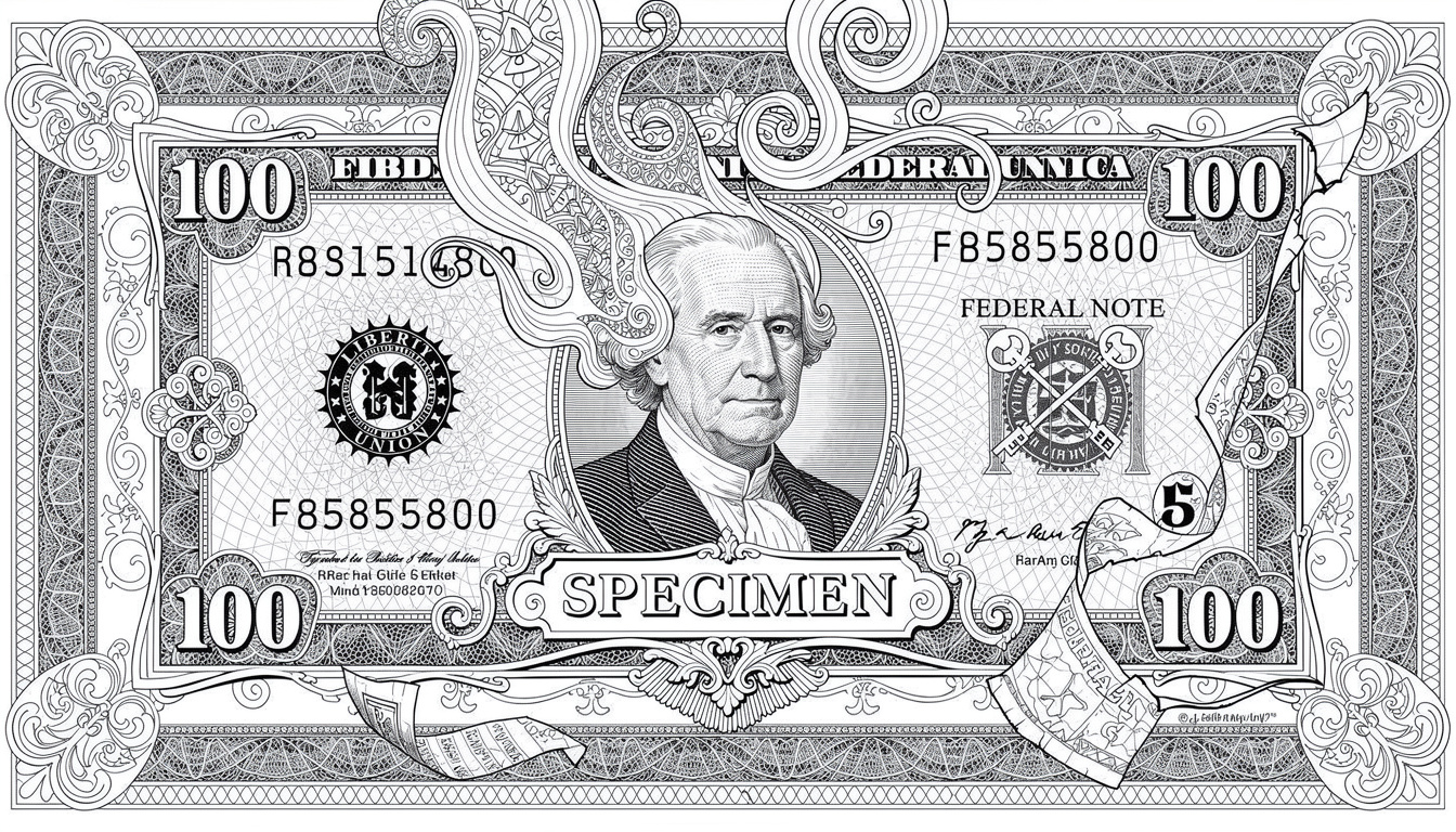 Federal Reserve Liberty Loan Specimen Note Coloring Page | Free PDF ...