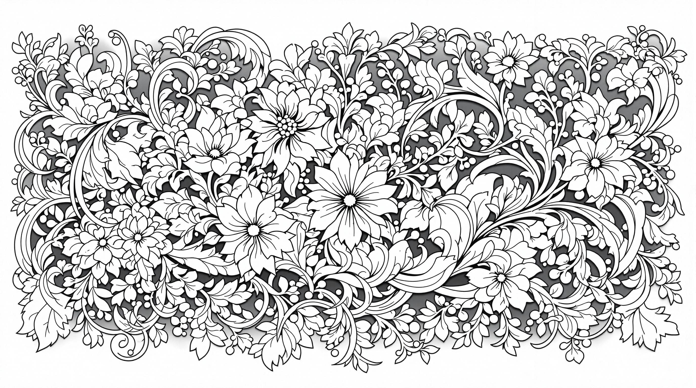 Victorian Floral Border Coloring Page | Free PDF | Colorazen