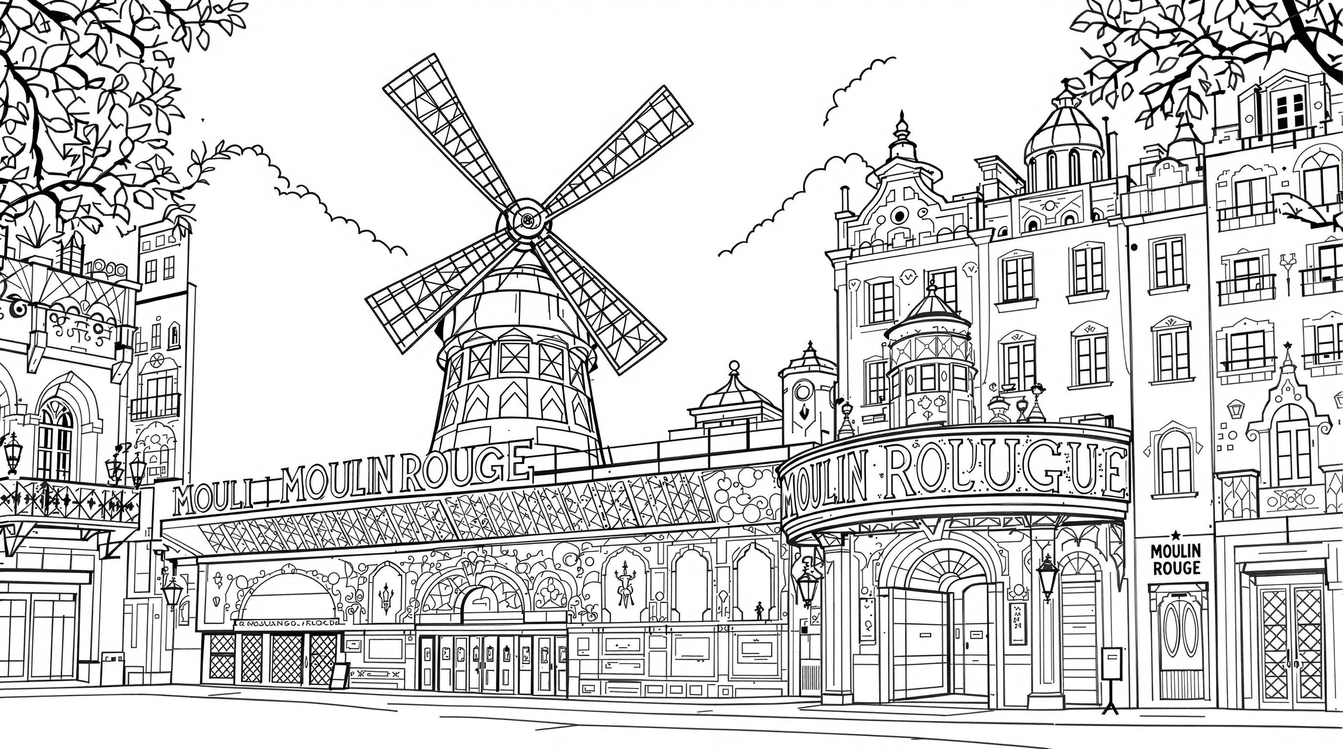 Moulin Rouge Paris Coloring Page | Free PDF | Colorazen