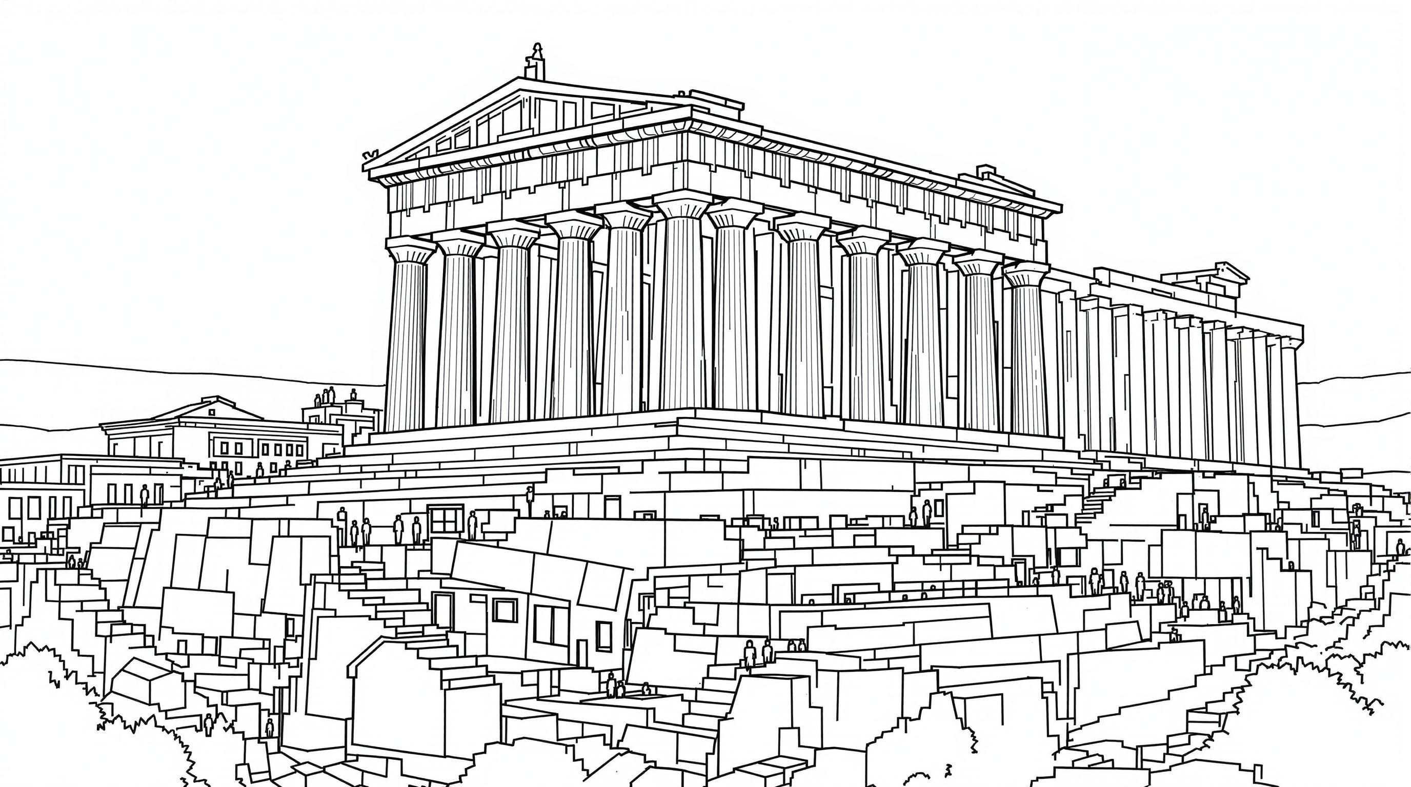 Parthenon Temple Athens Coloring Page | Ancient Greece Line Drawing ...