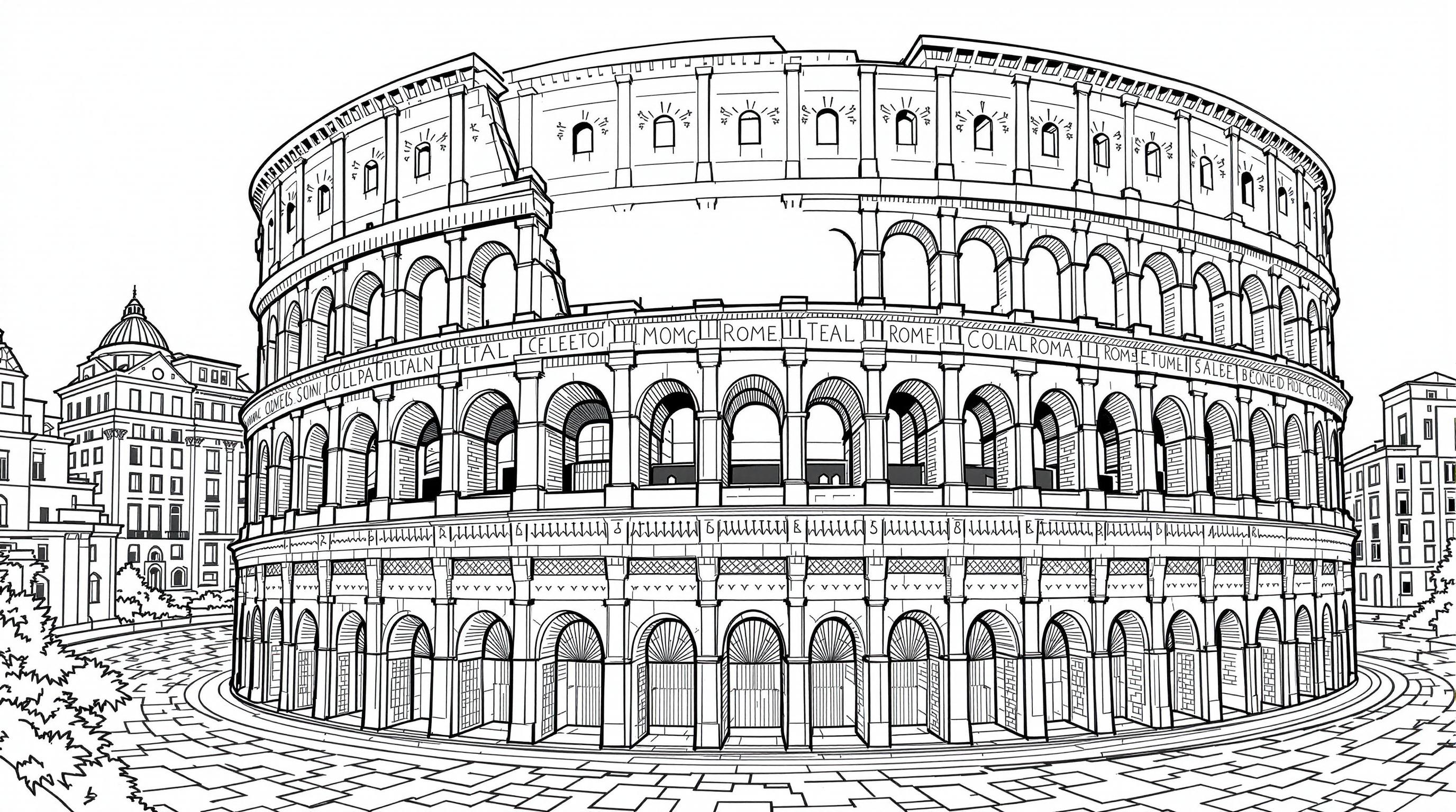 Coloriage Architecture du Colisée Romain | PDF Gratuit | Colorazen