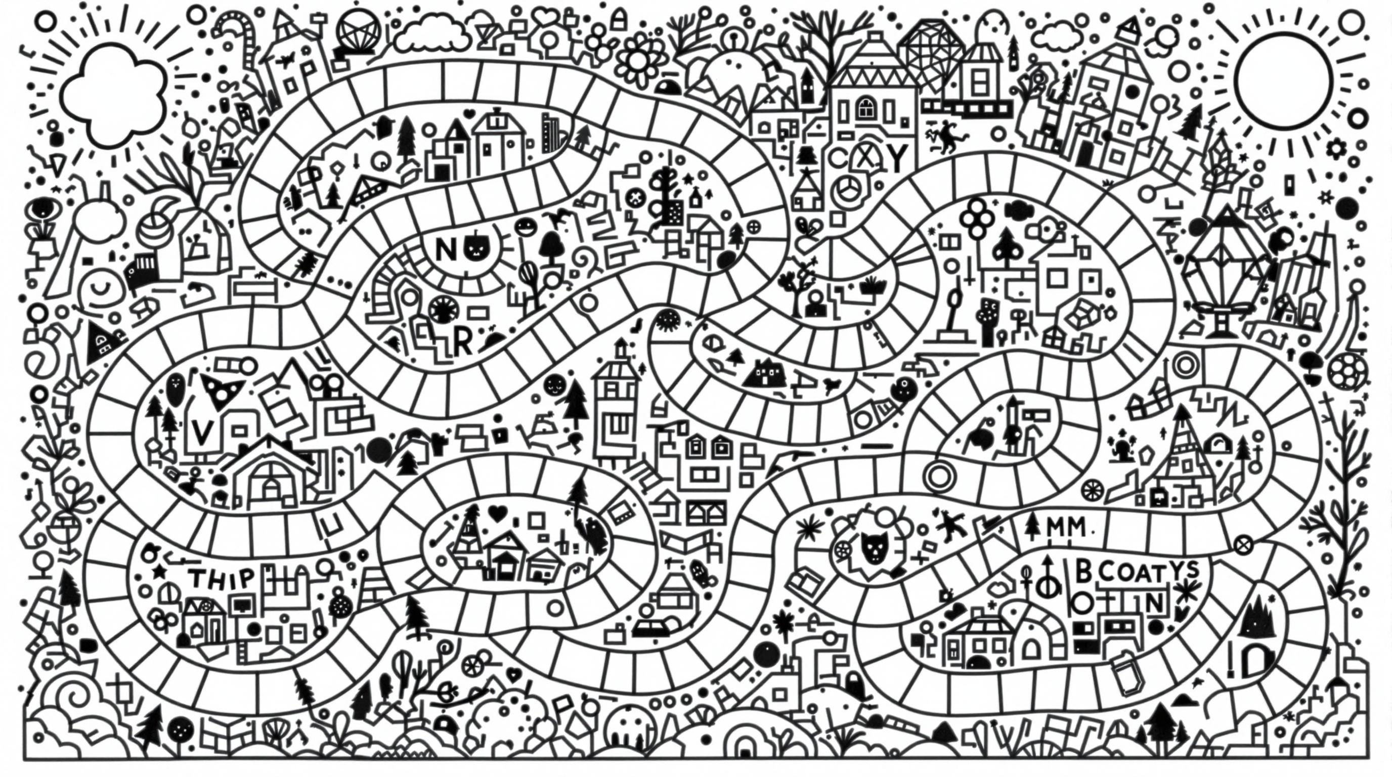 Village Board Game Coloring Page | Free PDF | Colorazen