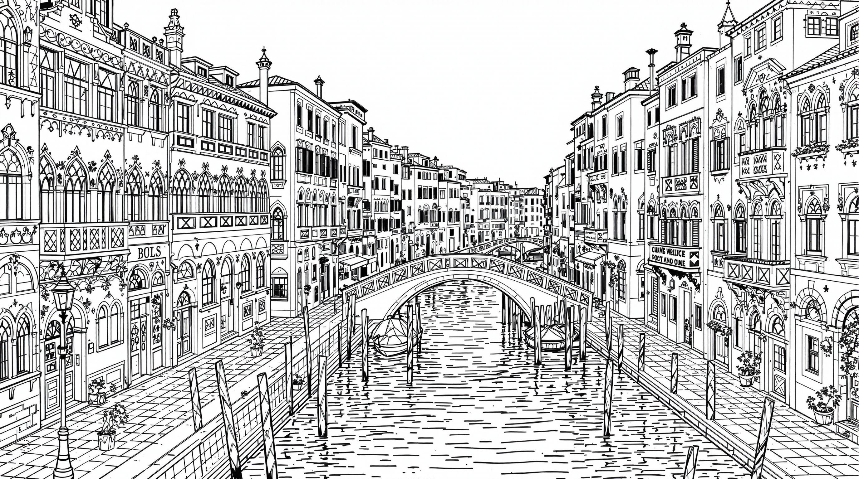Canales De Venecia Dibujo Detallado Para Colorear Para Adultos Pdf