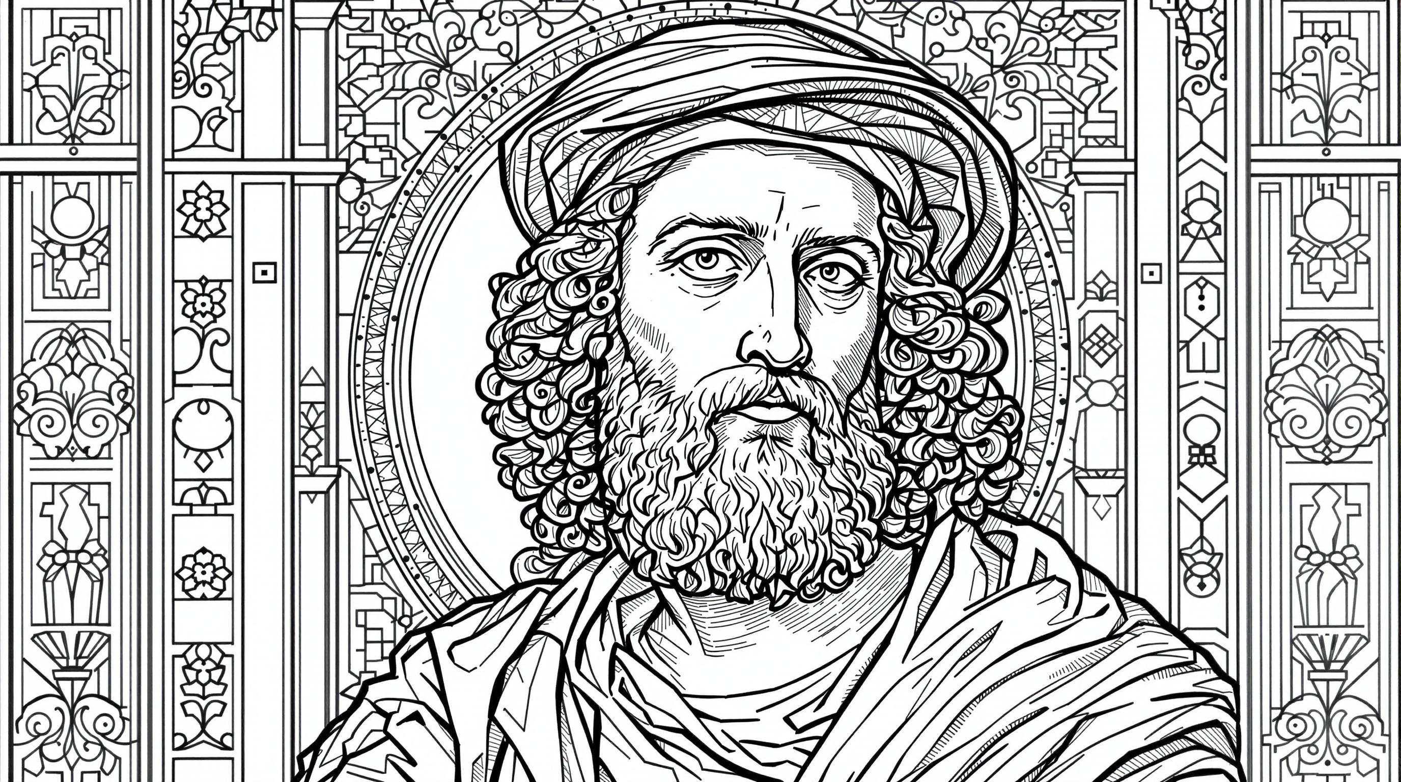 Raphael Self-Portrait Adult Coloring Page - Renaissance Art | Colorazen
