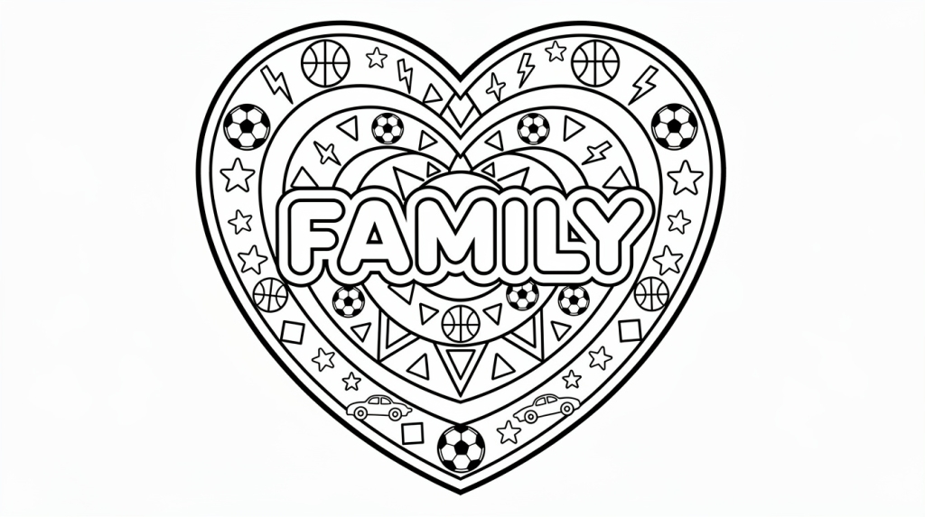 Family Heart Mandala Coloring Page for Boys | Free PDF | Colorazen