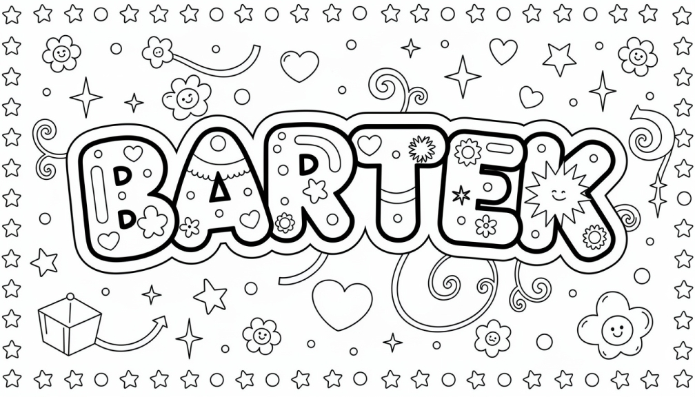 BARUER Name Coloring Page with Decorative Bubble Letters | Colorazen